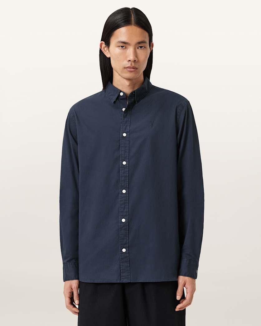Hawthorne Ramskull Stretch Fit Shirt DEEP WATER BLUE | ALLSAINTS